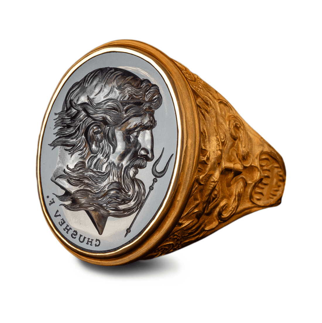 Hades Blue Sapphire Intaglio 18K Gold Signet Ring – Olithica