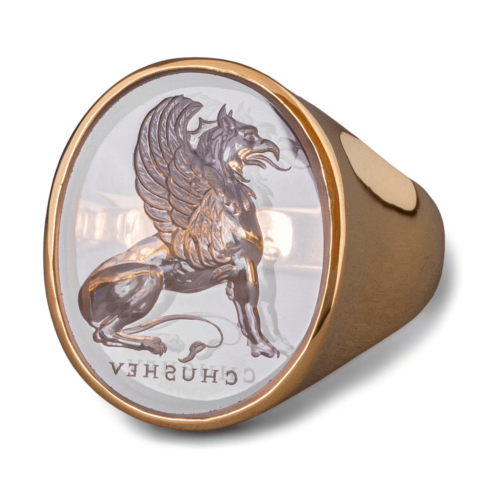 Griffin Amethyst Intaglio 18K Gold Signet Ring – Olithica