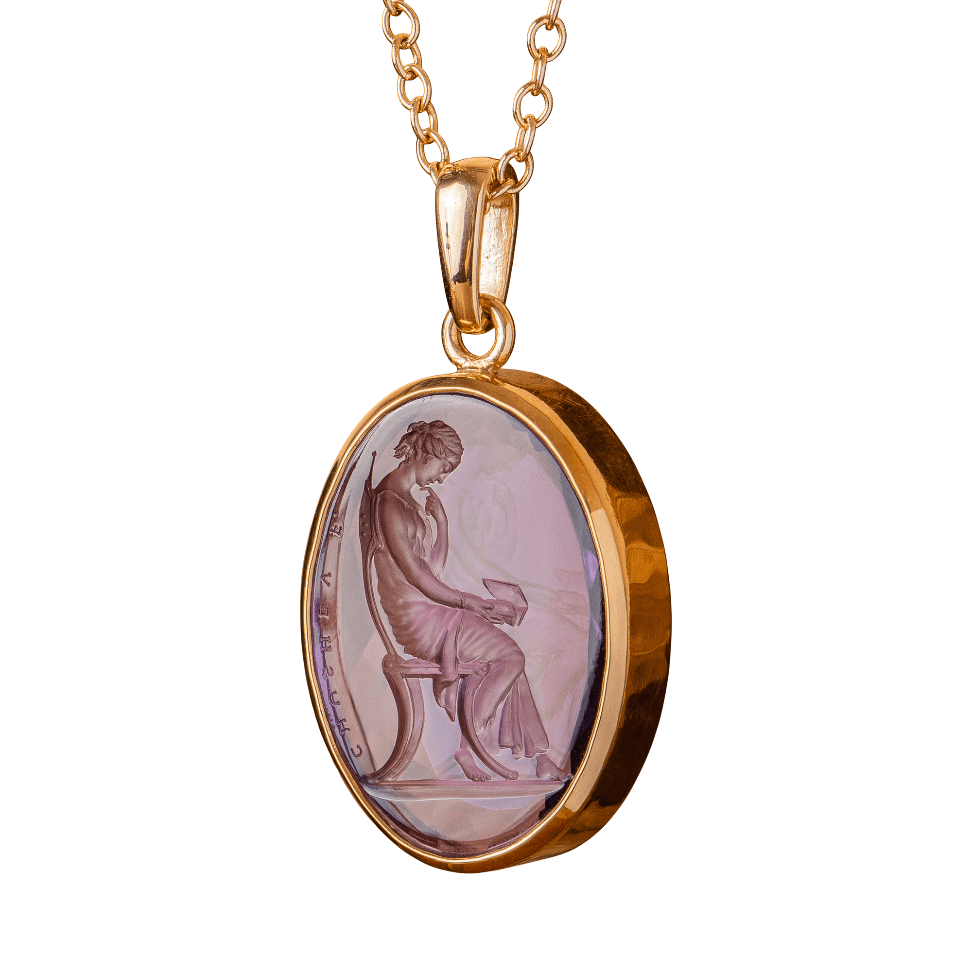 Calliope Amethyst Intaglio 22K Gold Pendant – Olithica