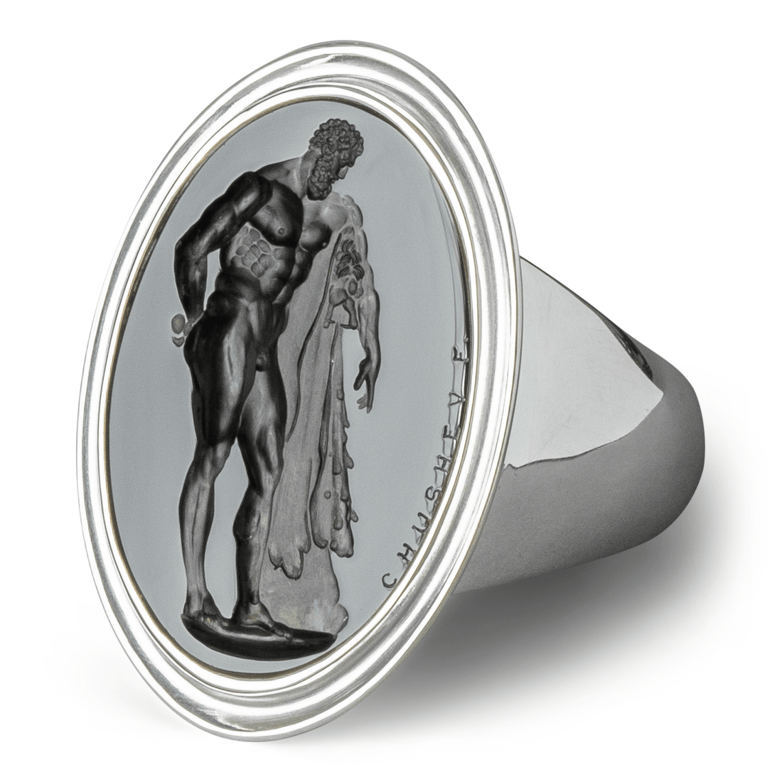 Hercules Black Onyx Intaglio Silver Signet Ring – Olithica