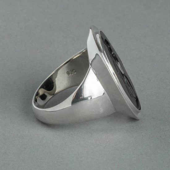 Hercules Black Onyx Intaglio Silver Signet Ring – Olithica